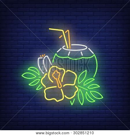 Coconut Cocktail Neon Vector & Photo (Free Trial) | Bigstock