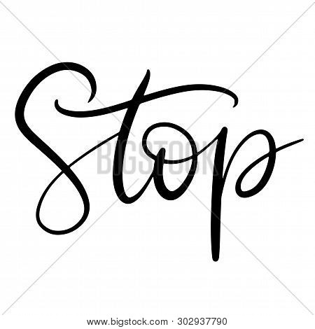 Stop Word Black White Vector & Photo (Free Trial) | Bigstock