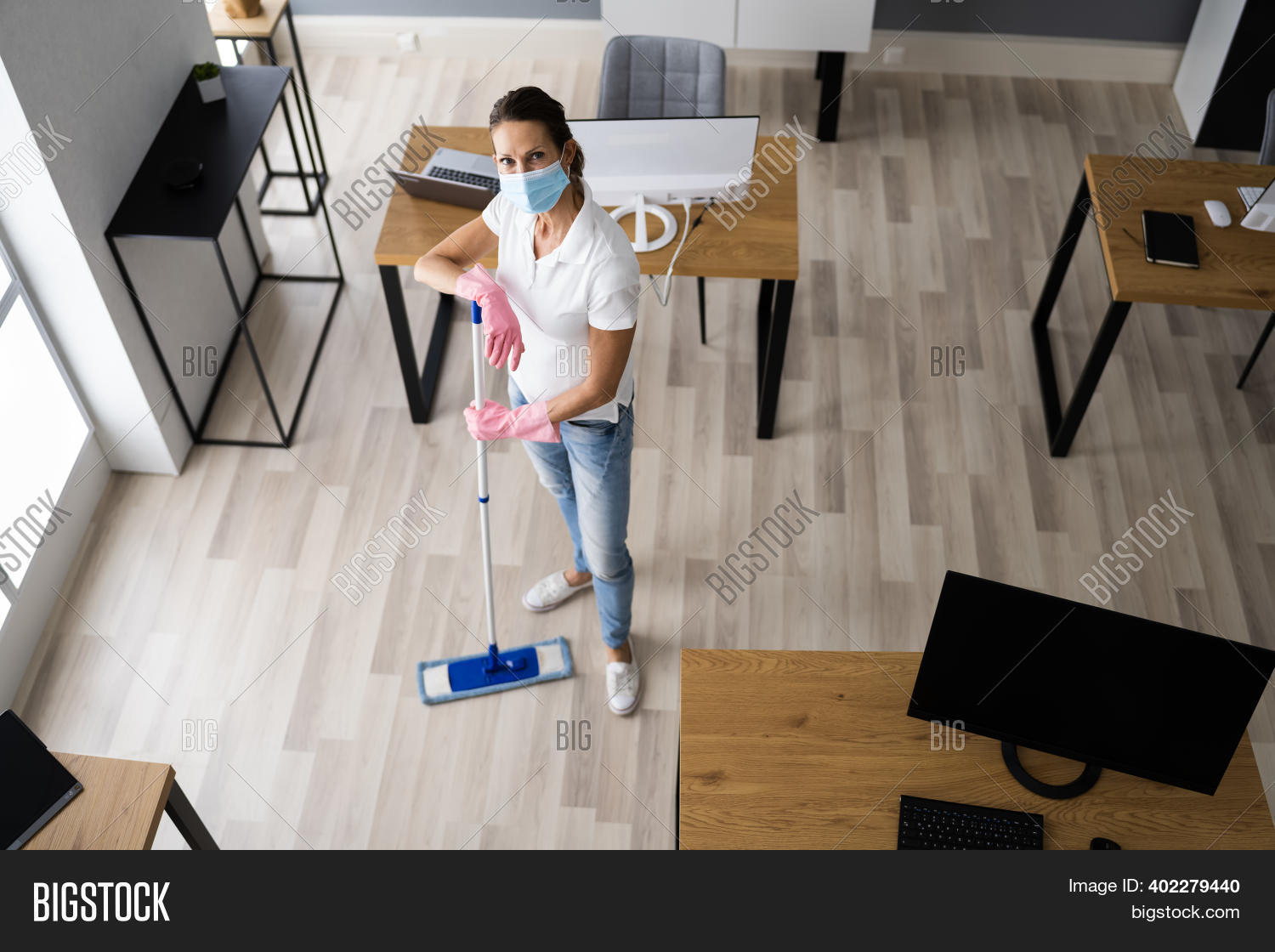 Female Janitor Mopping Image & Photo (Free Trial) | Bigstock