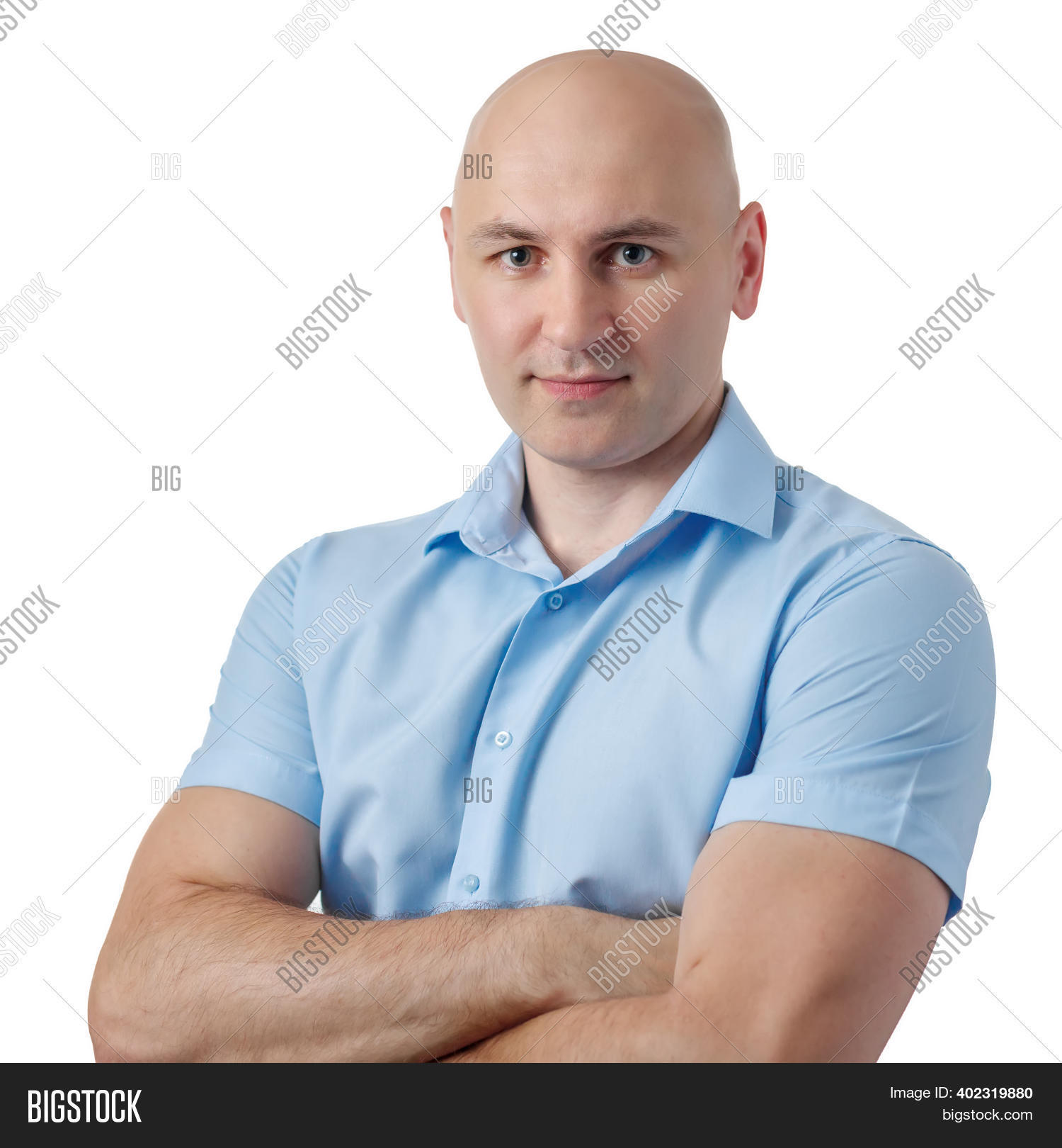 Portrait Bald Guy Blue Image & Photo (Free Trial) | Bigstock