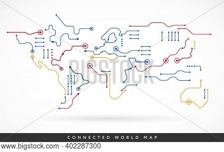 Connected World Map Vector & Photo (Free Trial) | Bigstock