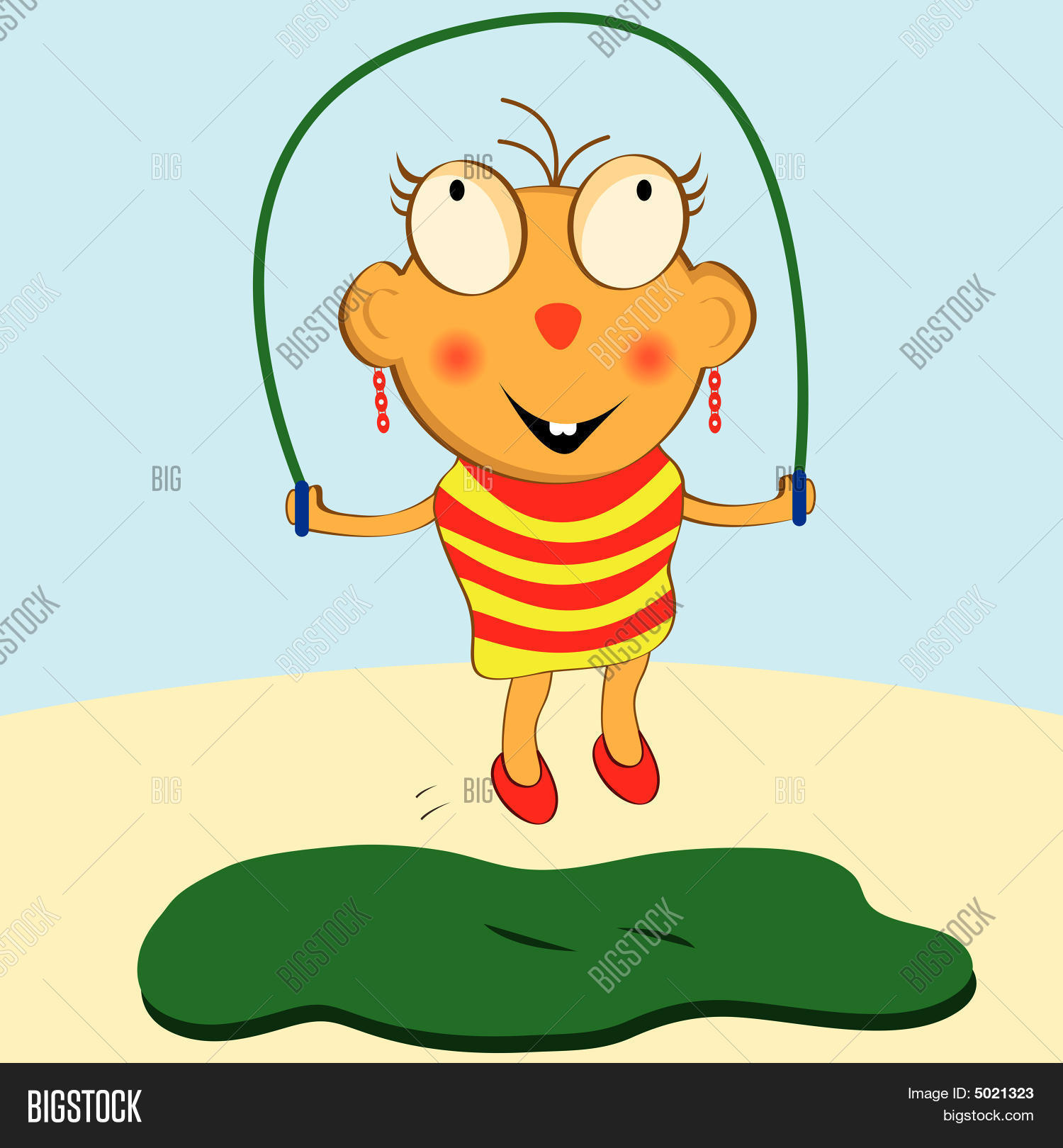 Girl Skipping Cartoon Vector & Photo (Free Trial) | Bigstock