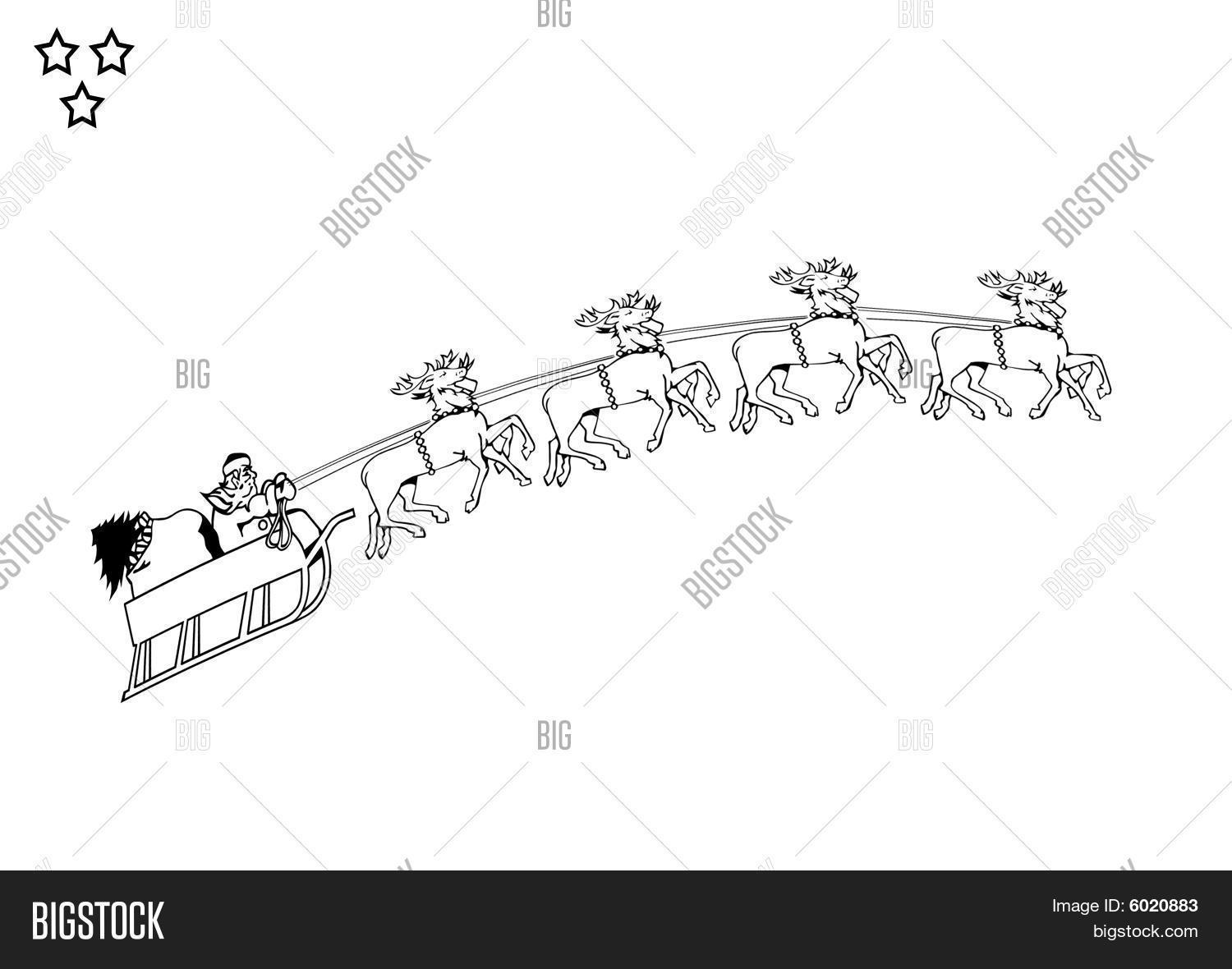 Santa Reindeer Drawing Image & Photo (Free Trial) | Bigstock