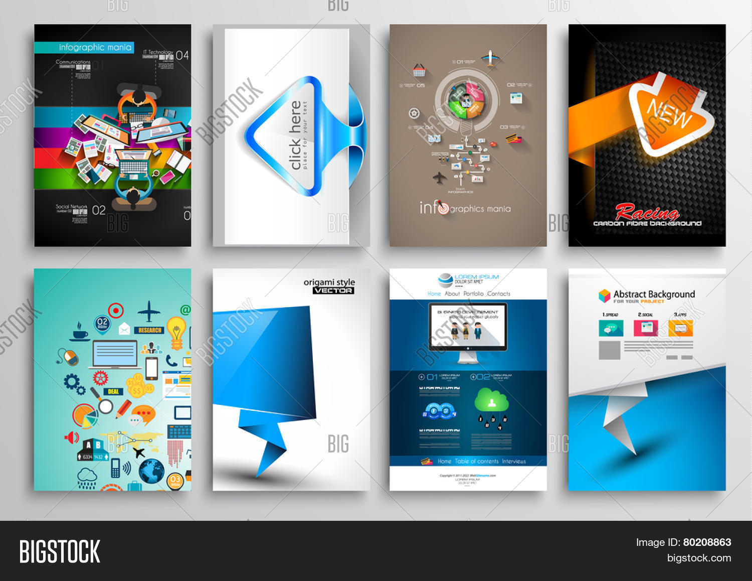 Set Flyer Design, Web Vector & Photo (Free Trial) | Bigstock