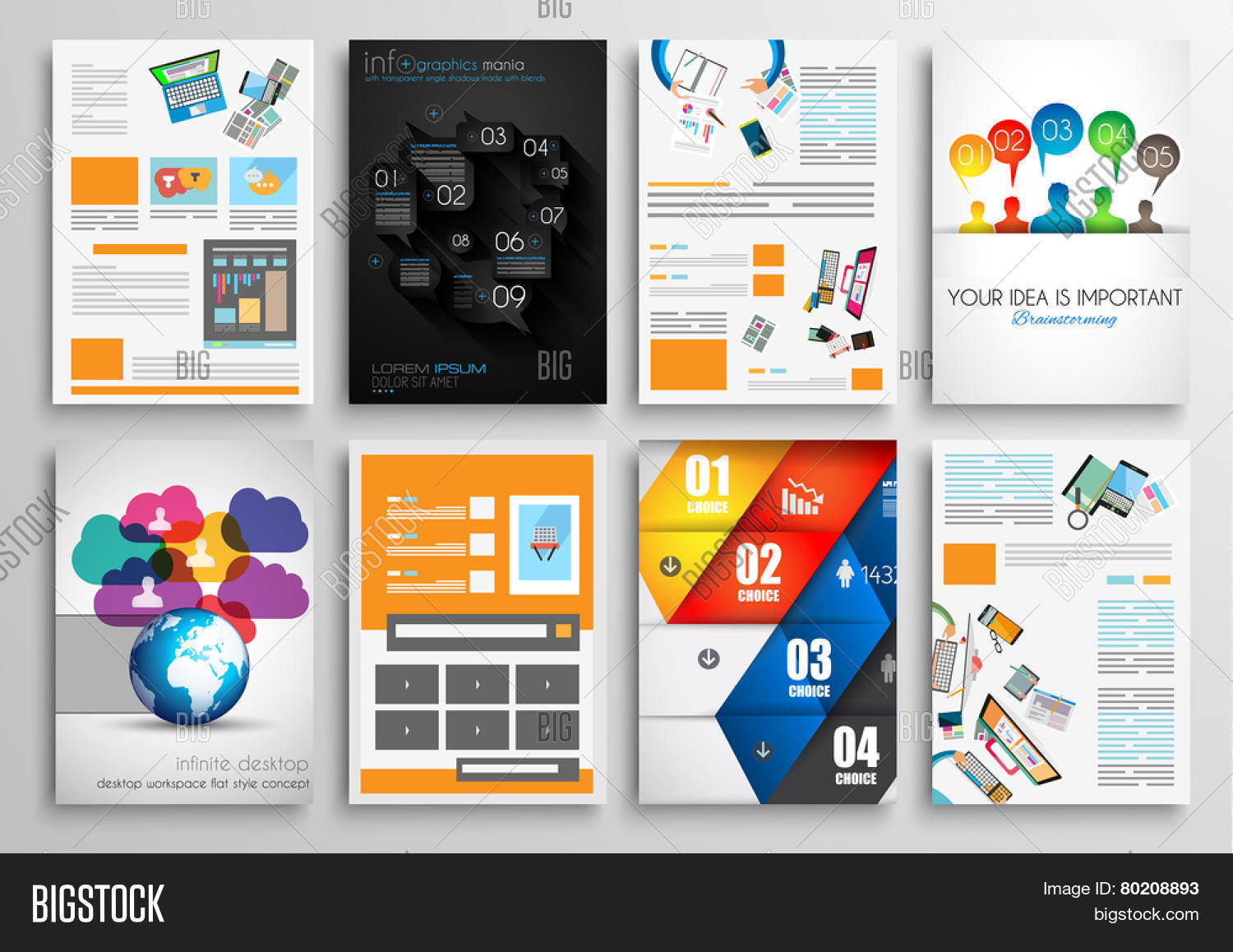 Set Flyer Design, Web Vector & Photo (Free Trial) | Bigstock