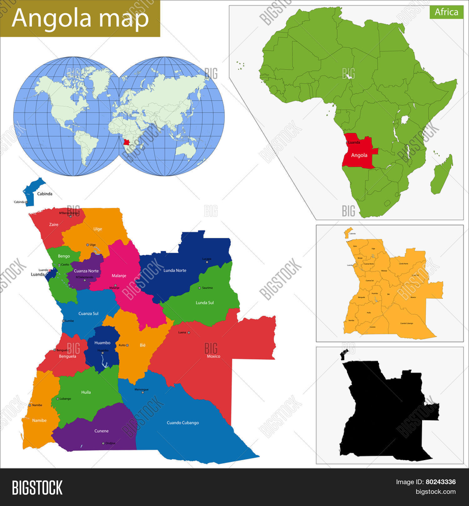 Angola Map High Detail Image & Photo (Free Trial) | Bigstock