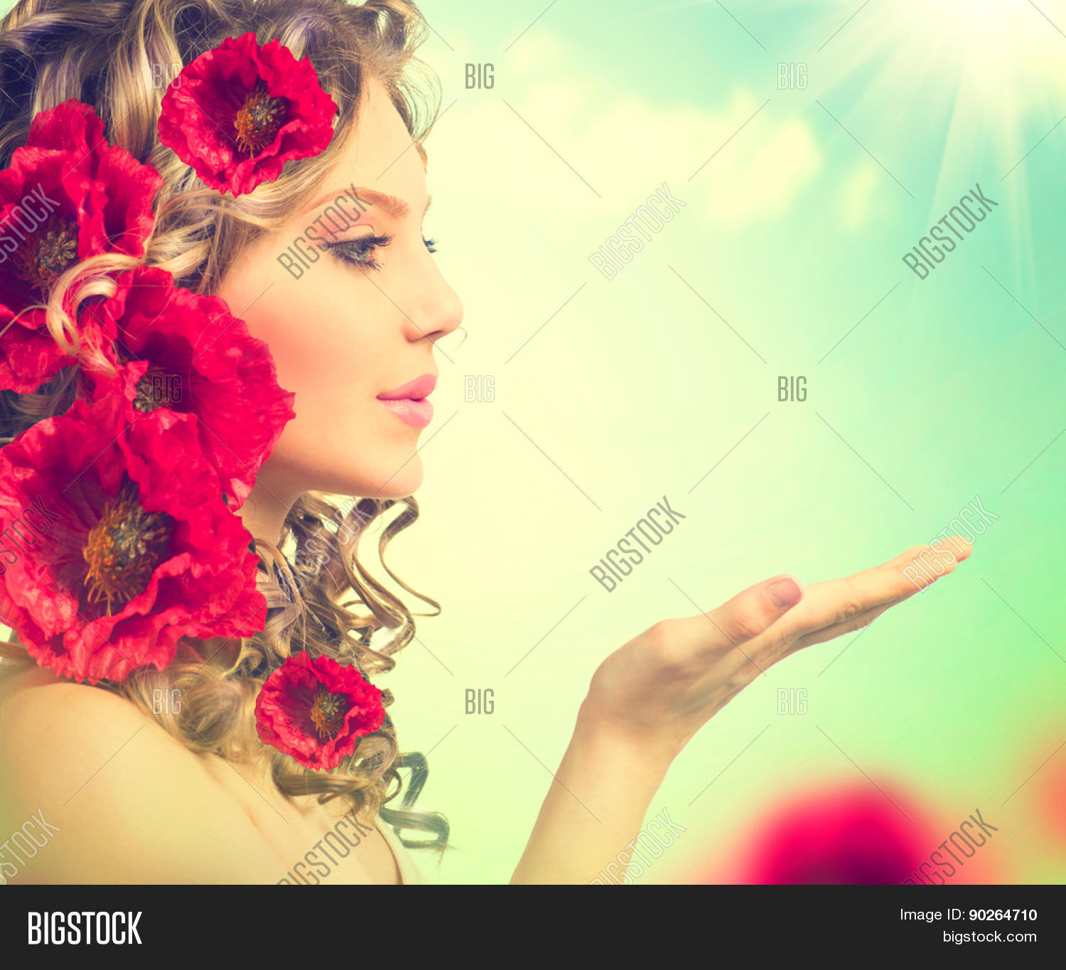 Beauty Girl Red Poppy Image & Photo (Free Trial) | Bigstock