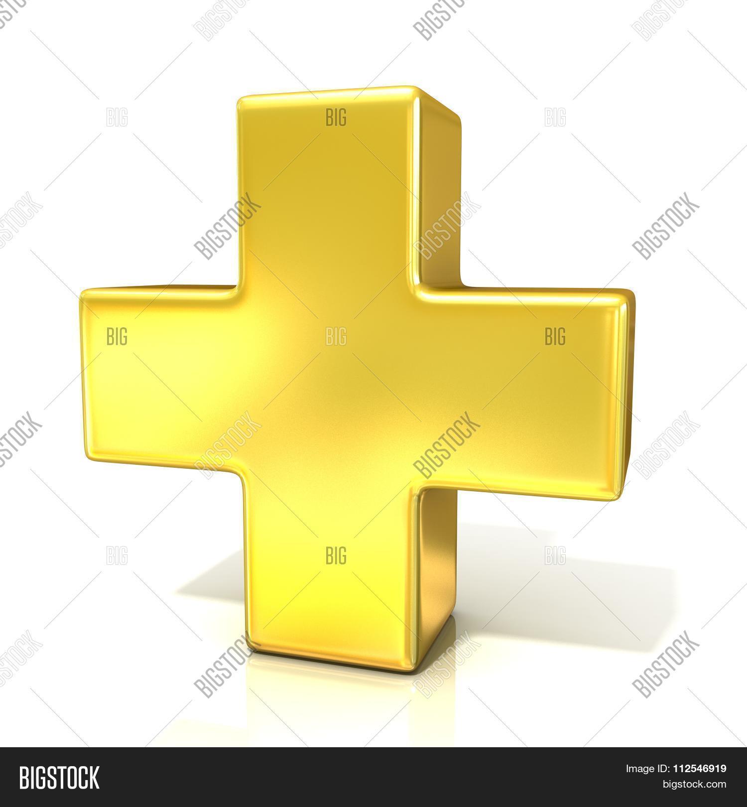 Plus Sign 3D Golden Image & Photo (Free Trial) | Bigstock