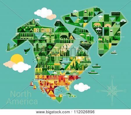 Cartoon Map North Vector & Photo (Free Trial) | Bigstock