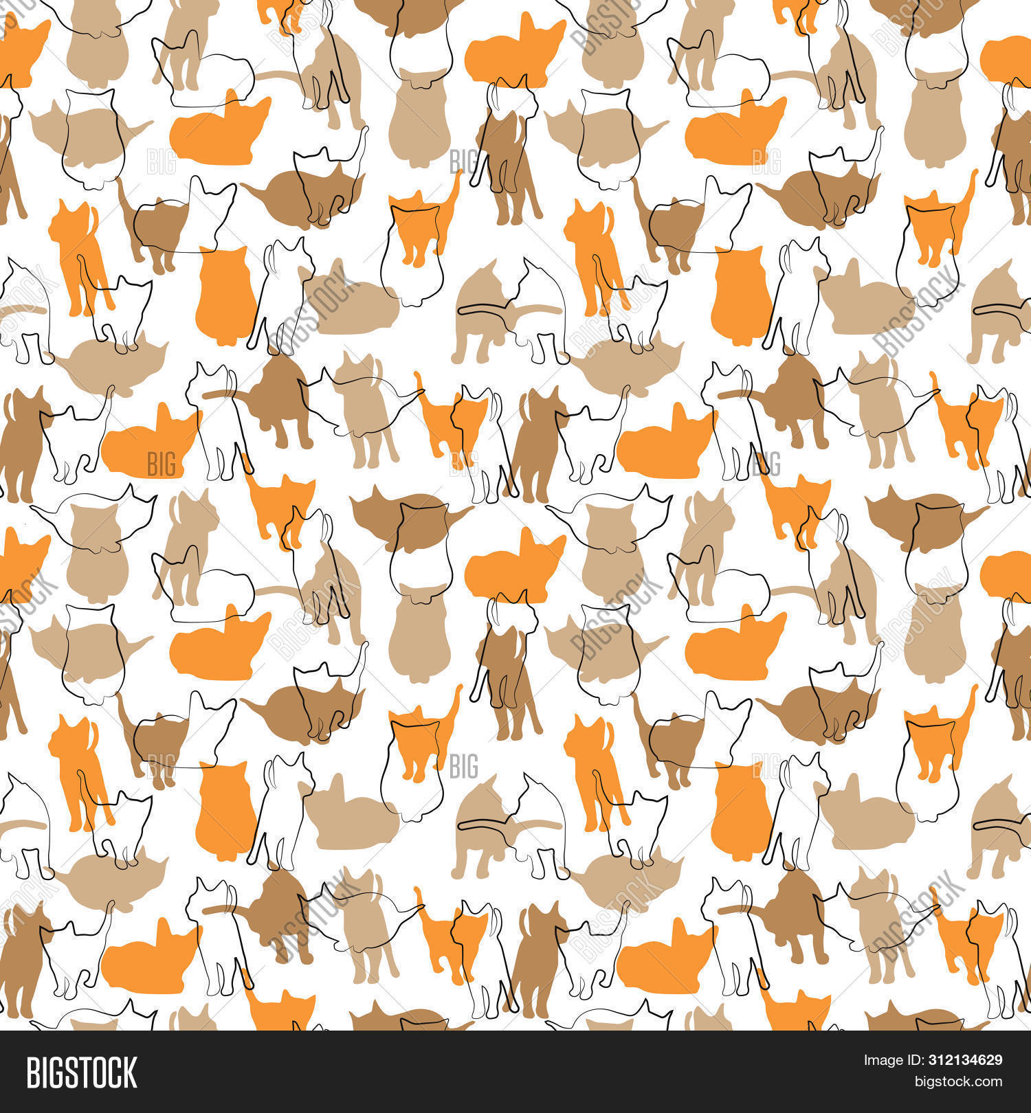 Seamless Pattern Cat Vector & Photo (Free Trial) | Bigstock