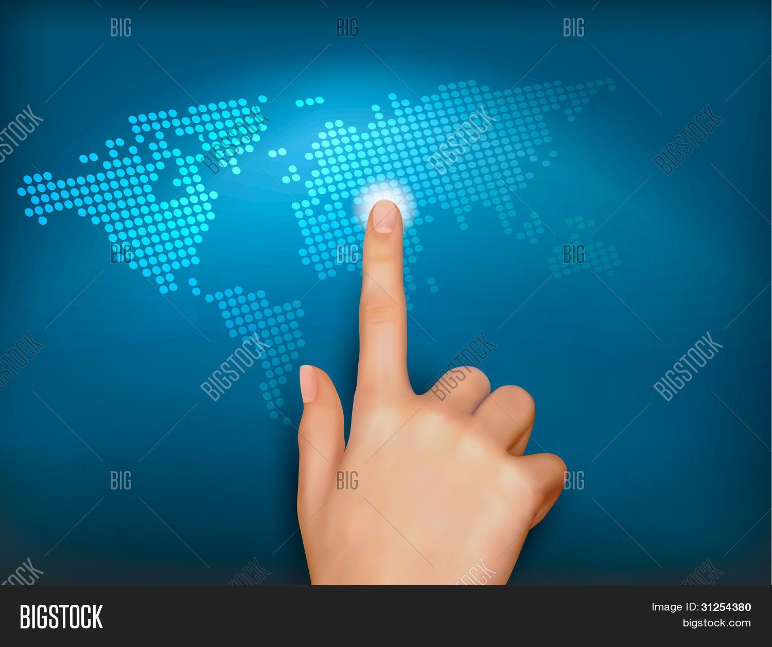 Finger Touching World Vector & Photo (Free Trial) | Bigstock