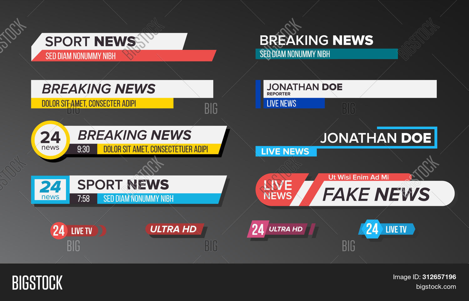 Tv News Bars Set . Image & Photo (Free Trial) | Bigstock