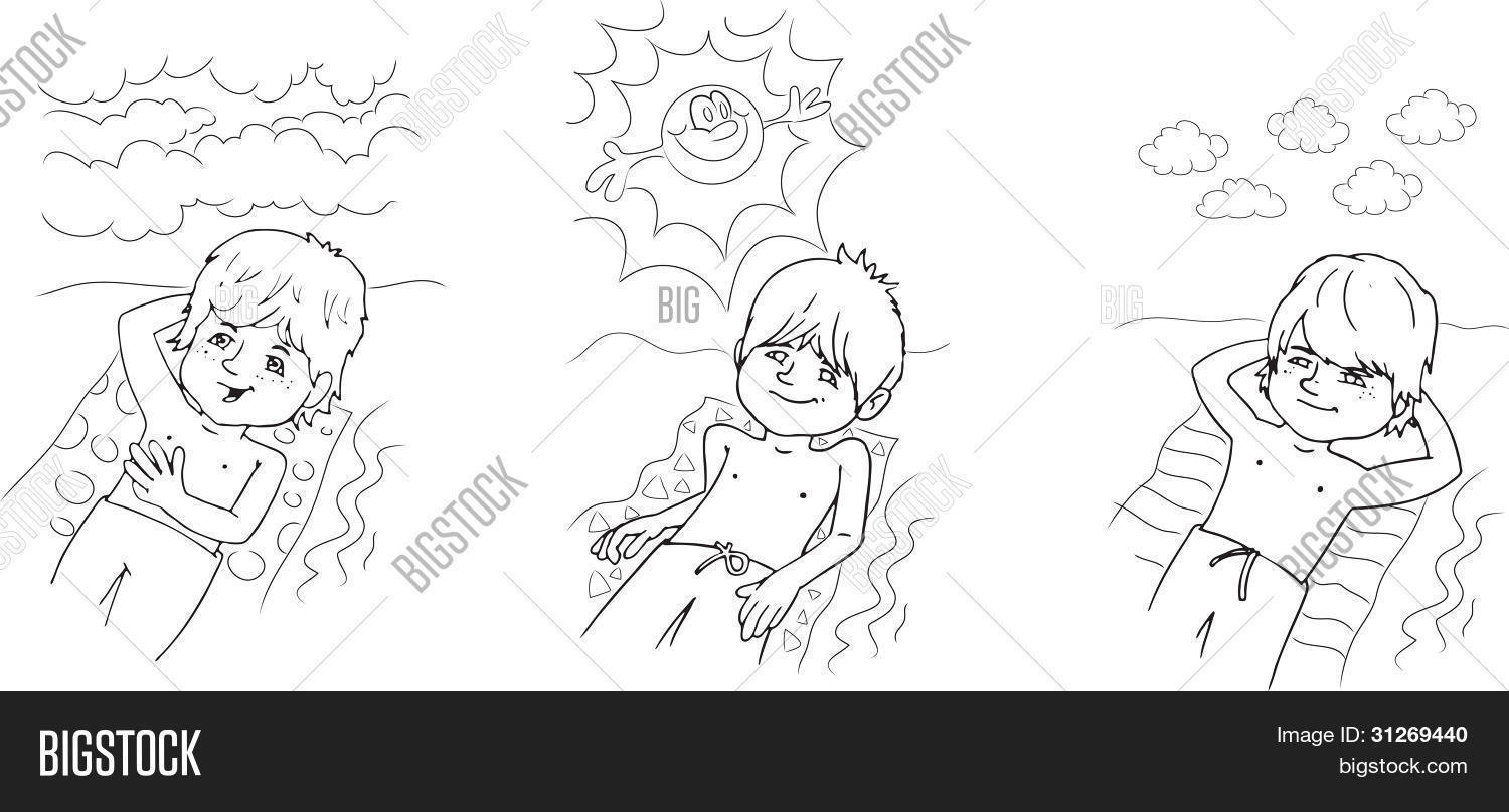 Sunbathing Boy Vector & Photo (Free Trial) | Bigstock