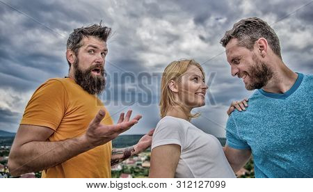 Girl Stand Between Two Image & Photo (Free Trial) | Bigstock