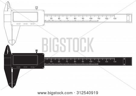 Calipers. Black White Vector & Photo (Free Trial) | Bigstock