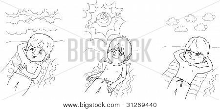Sunbathing Boy Vector & Photo (Free Trial) | Bigstock