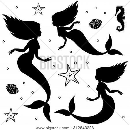 Mermaid Silhouette Images, Illustrations & Vectors (Free) - Bigstock