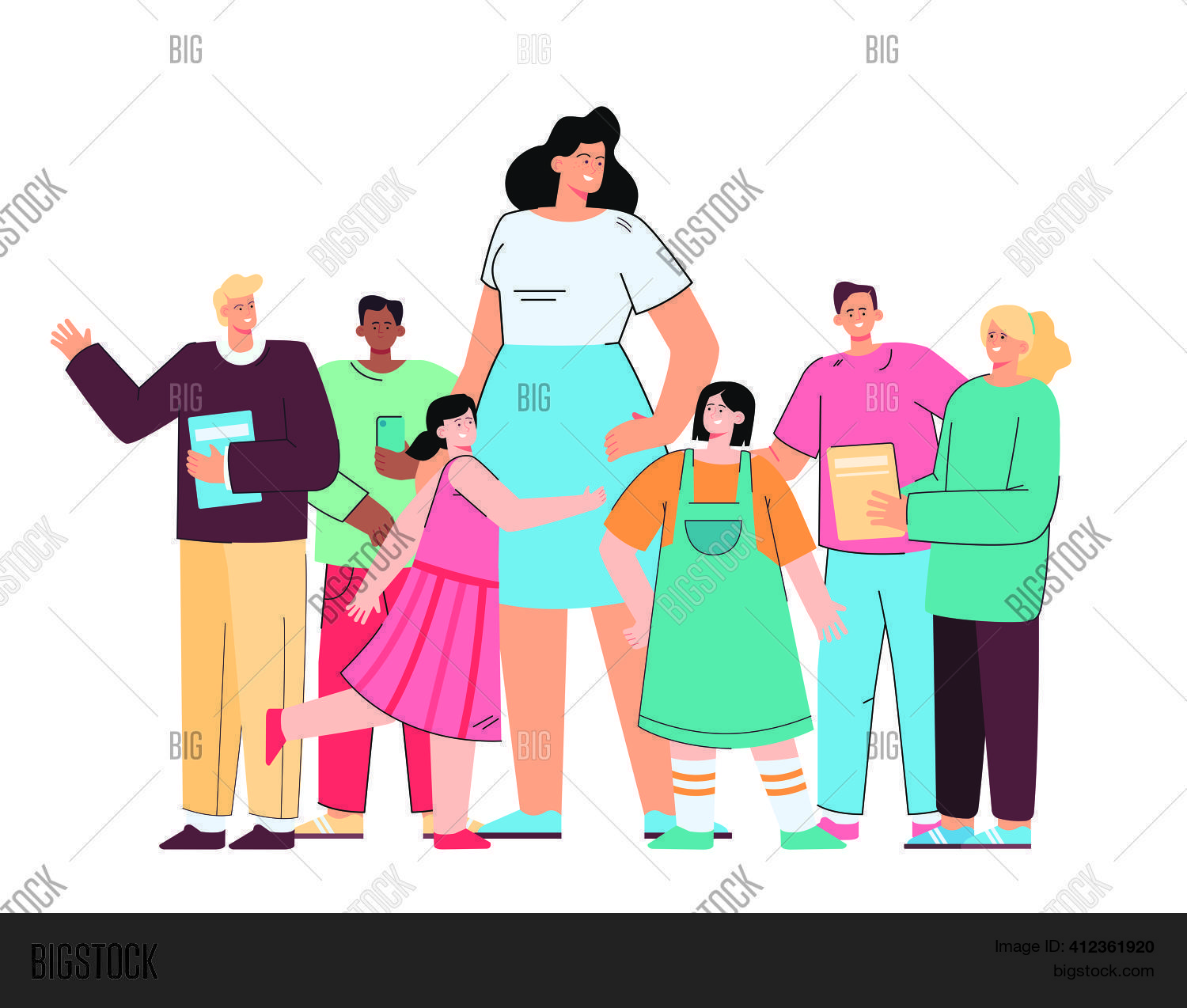 Happy School Teacher Vector & Photo (Free Trial) | Bigstock