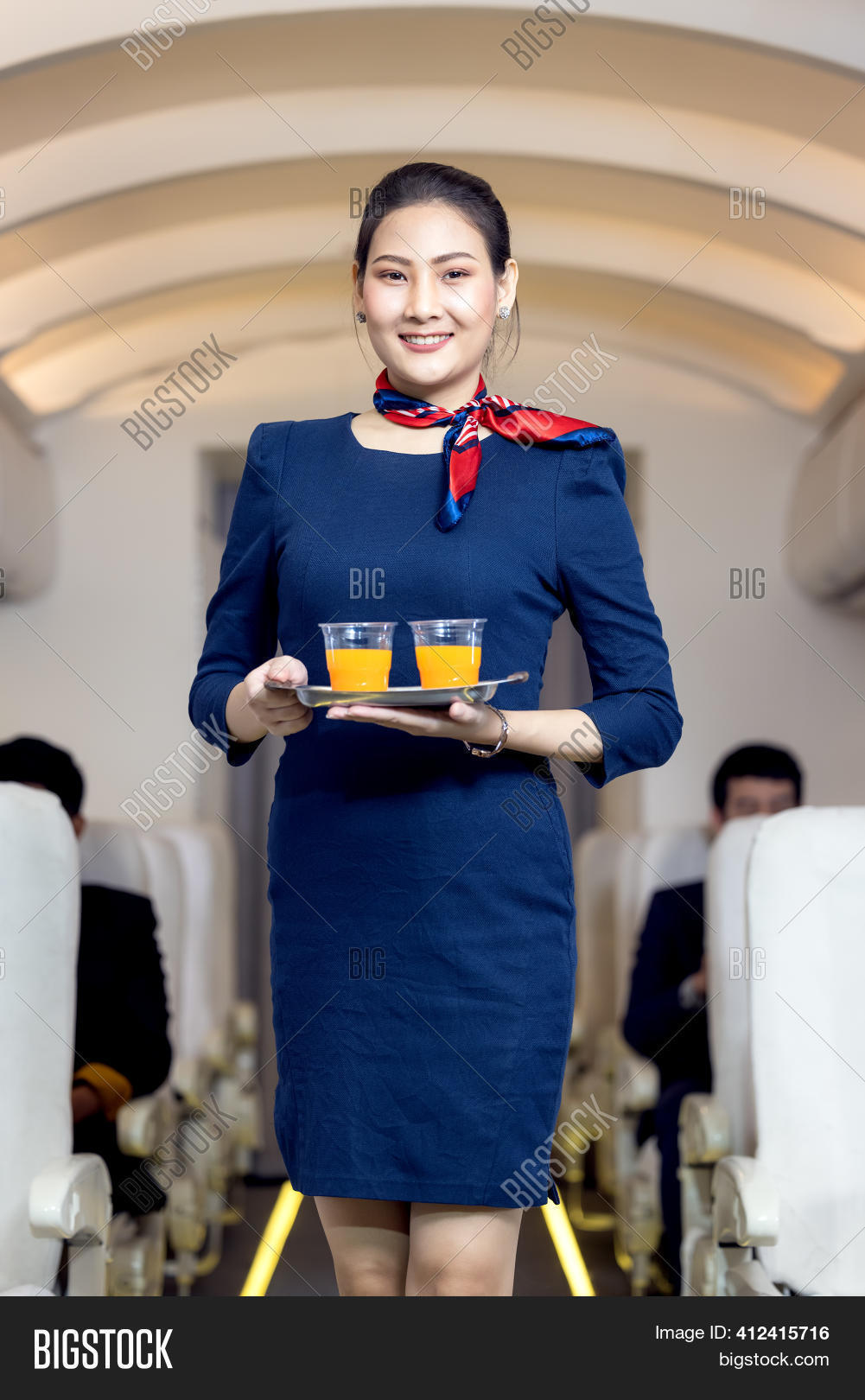 Cabin Crew Serve Water Image & Photo (Free Trial) | Bigstock