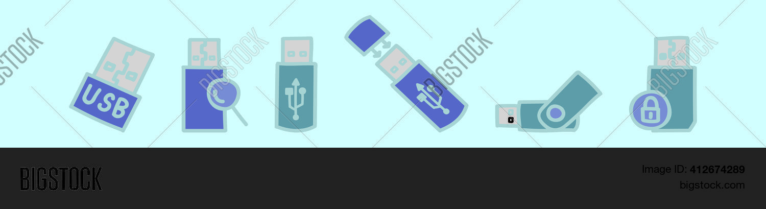 Set Pen Drive Cartoon Vector & Photo (Free Trial) | Bigstock