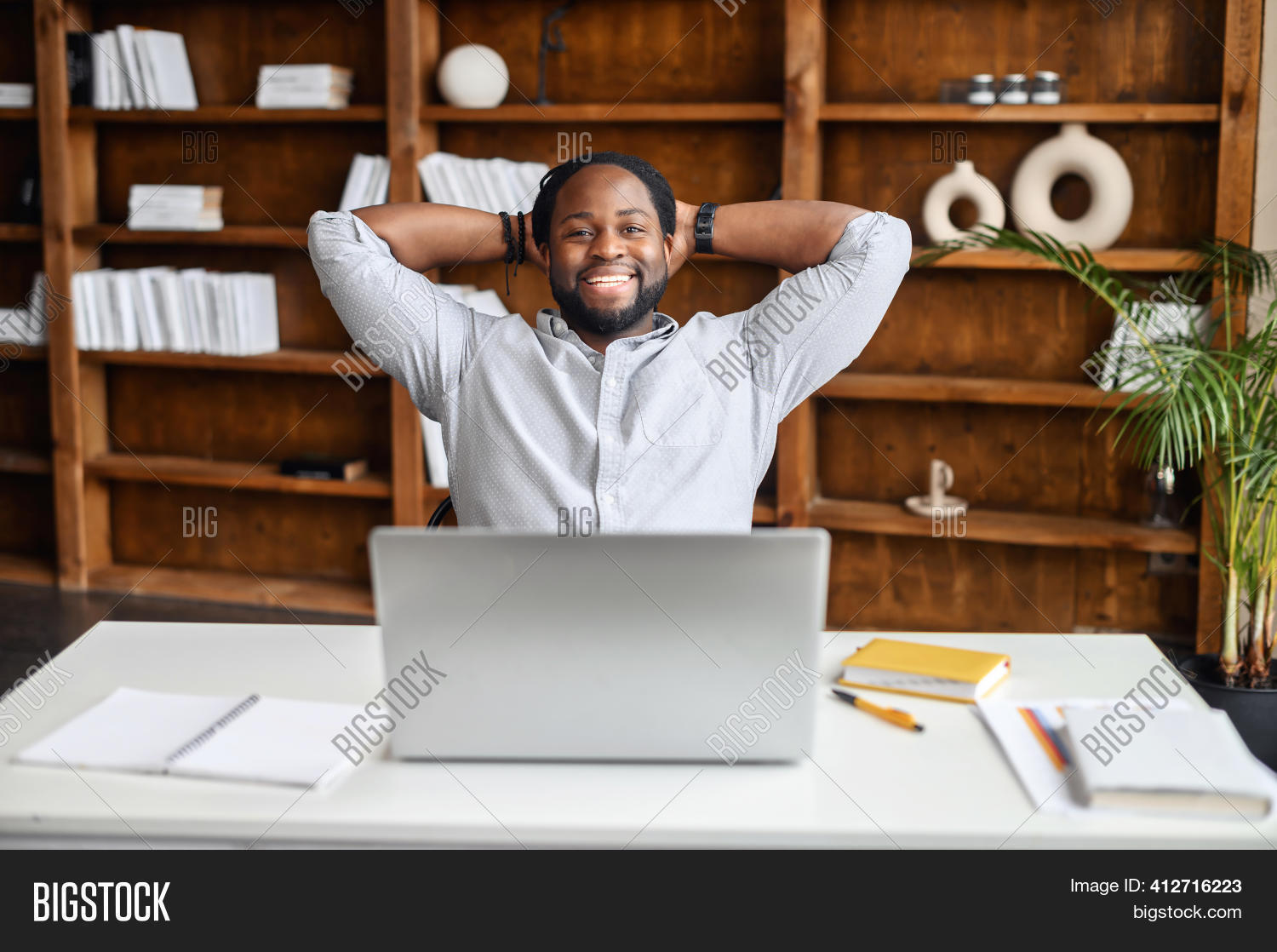 Working A Desk Behind