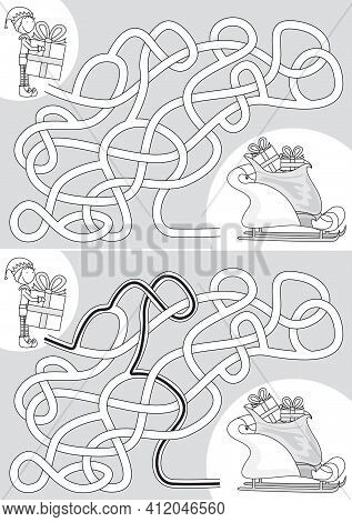 Elf Maze Kids Vector & Photo (Free Trial) | Bigstock