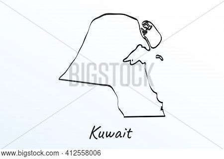 Hand Draw Map Kuwait Vector & Photo (Free Trial) | Bigstock