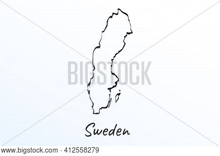Hand Draw Map Sweden Vector & Photo (Free Trial) | Bigstock