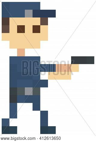 Pixel Police Man Vector & Photo (Free Trial) | Bigstock