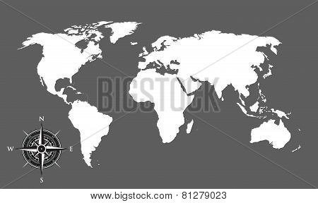 Vector y foto World Map Compass (prueba gratis) | Bigstock