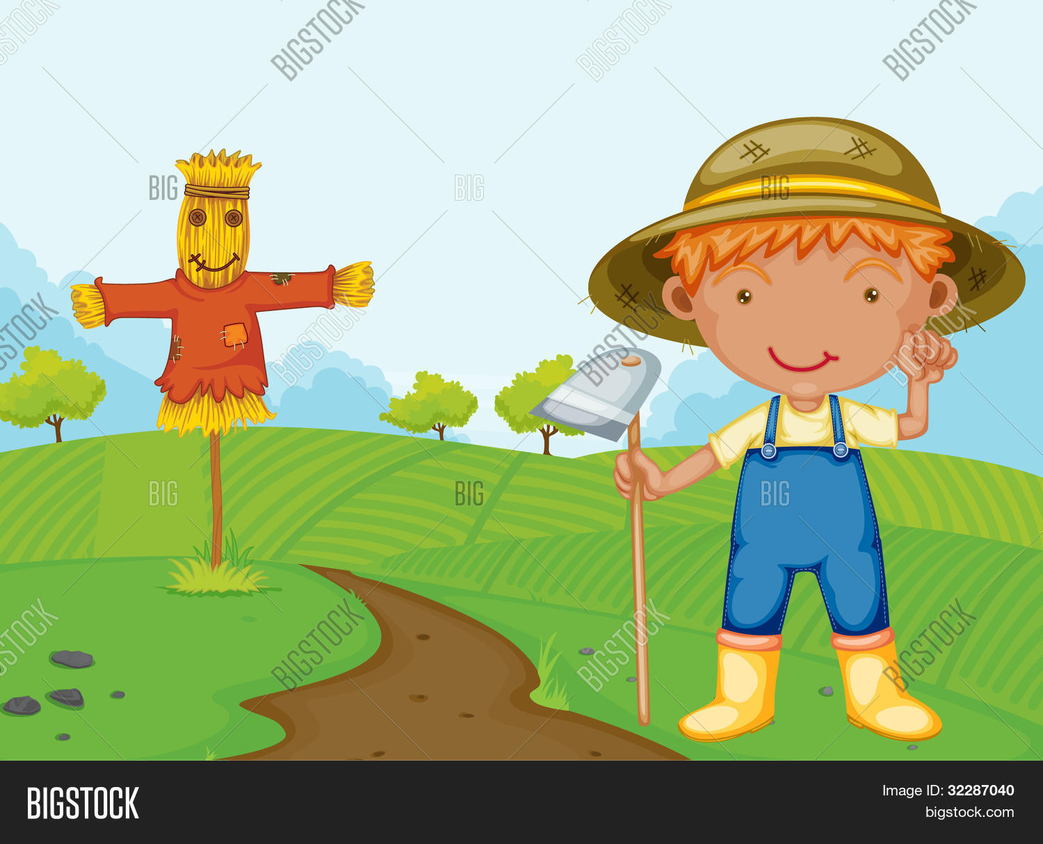 Illustration Farm Boy Image & Photo (Free Trial) | Bigstock