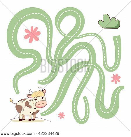 Cute Cartoon Cow Maze Vector & Photo (Free Trial) | Bigstock