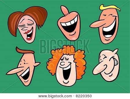 Set Laughing Faces Vector & Photo (Free Trial) | Bigstock