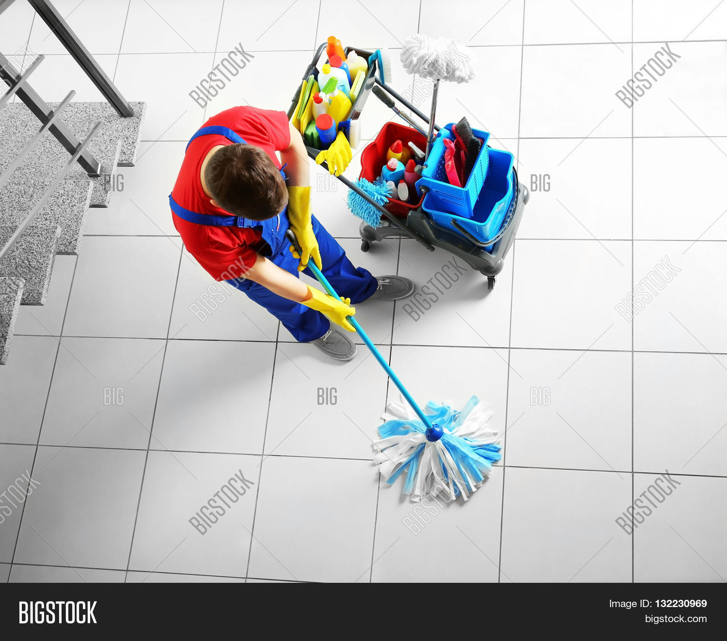 Man Mopping Floor, Top Image & Photo (Free Trial) | Bigstock
