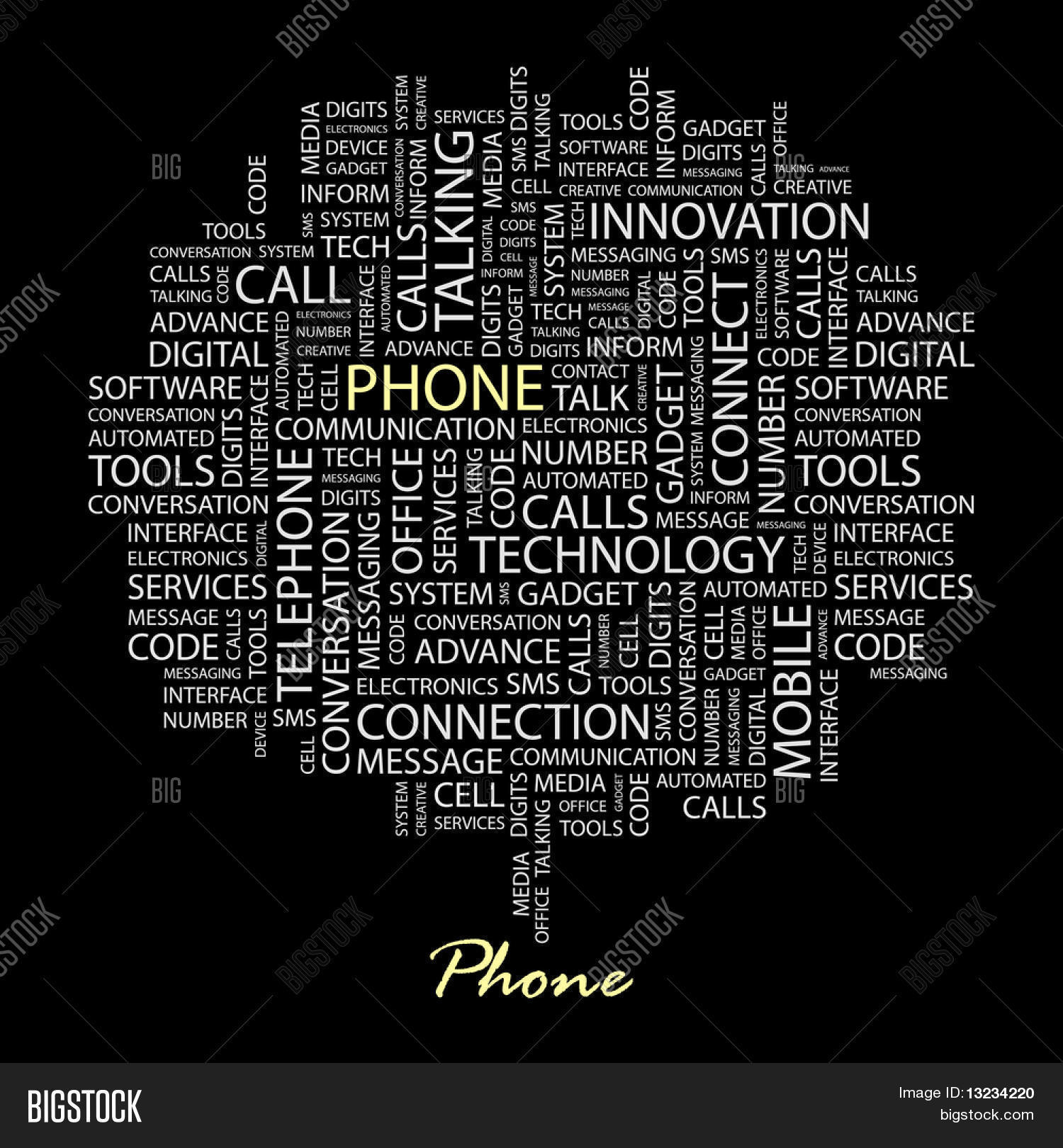 PHONE. Word Collage Vector & Photo (Free Trial) | Bigstock