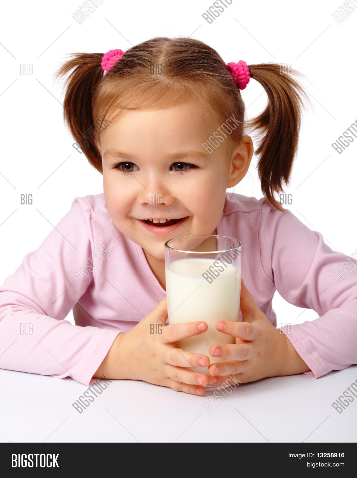 Little Girl Glass Milk Image & Photo (Free Trial) | Bigstock