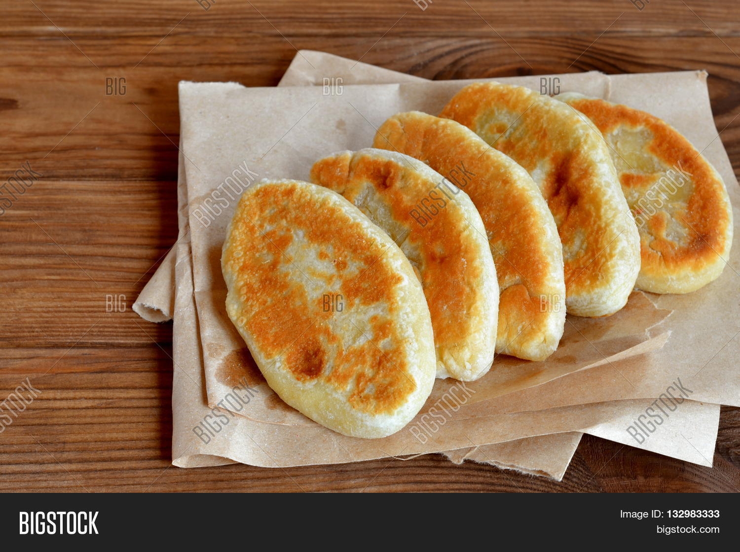 Five Pies On Paper On Image & Photo (Free Trial) | Bigstock