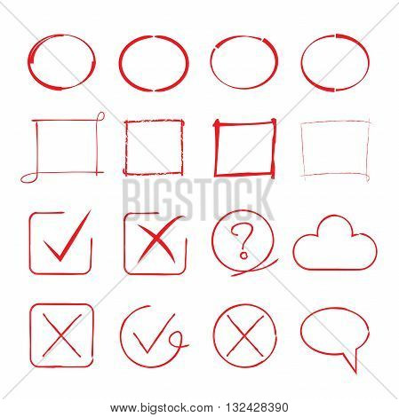 Set Hand Drawn Red Vector & Photo (Free Trial) | Bigstock