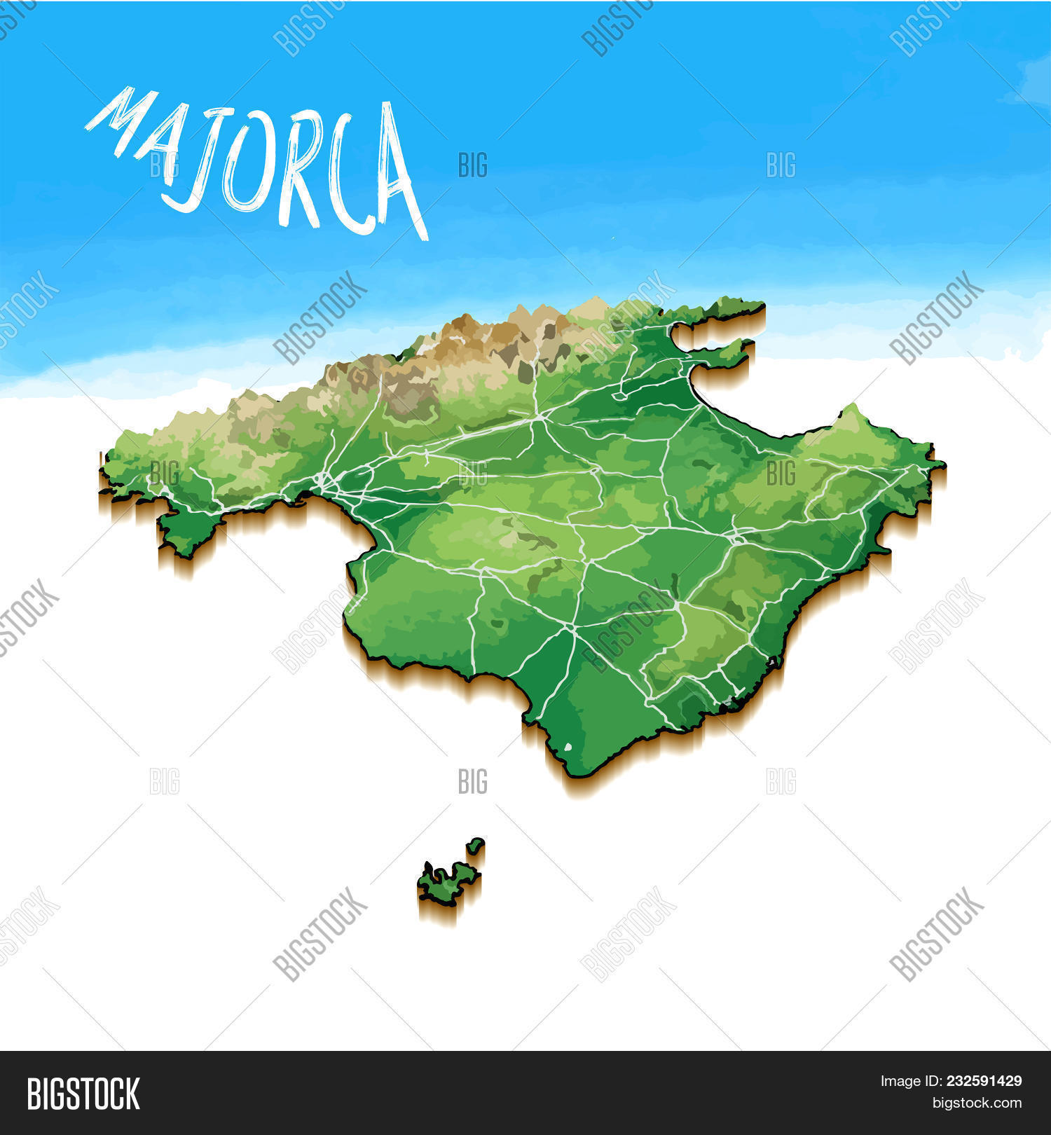 3d Island Map Majorca Vector & Photo (Free Trial) | Bigstock