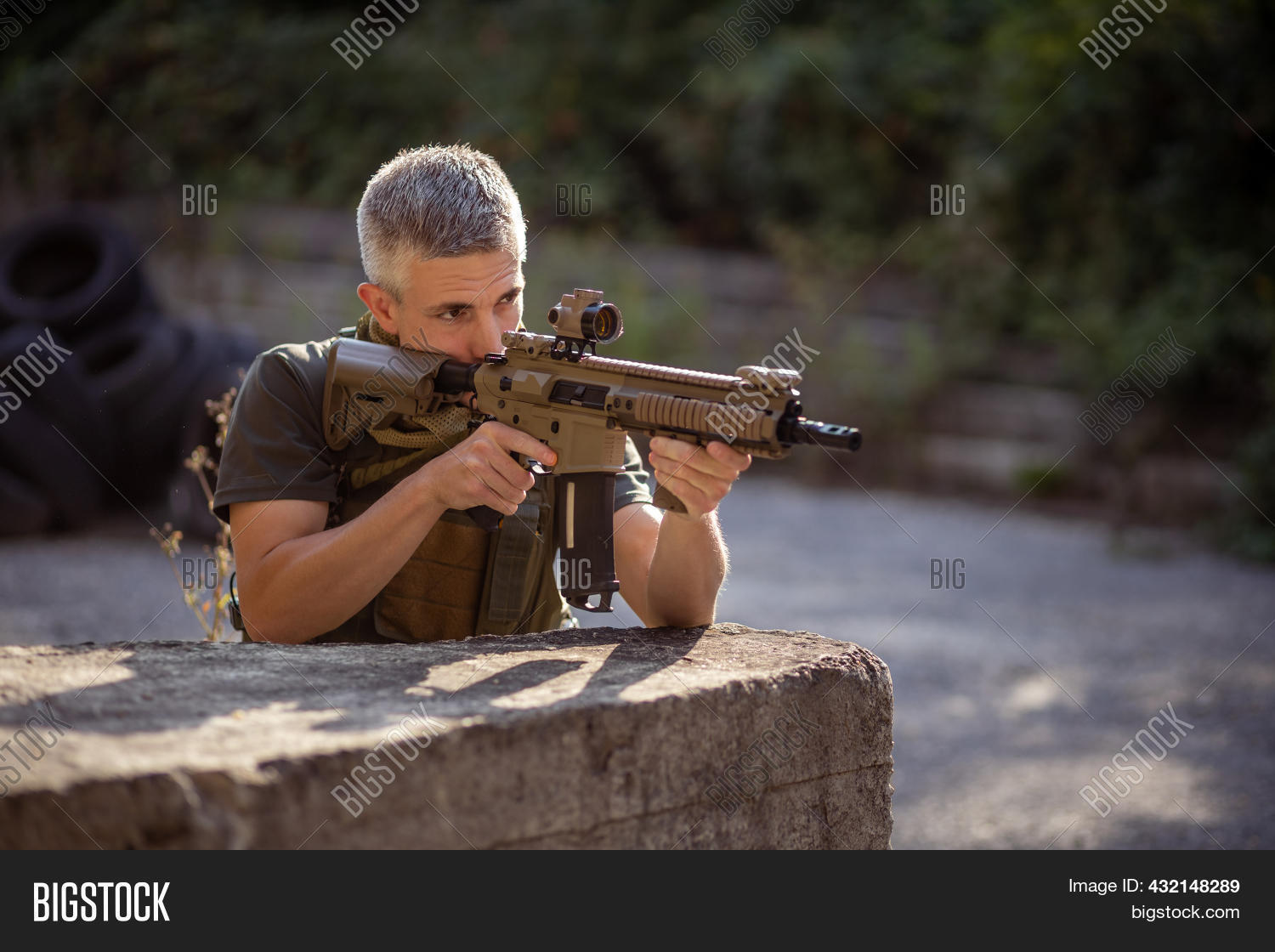 Man Kneels Behind Image & Photo (Free Trial) | Bigstock