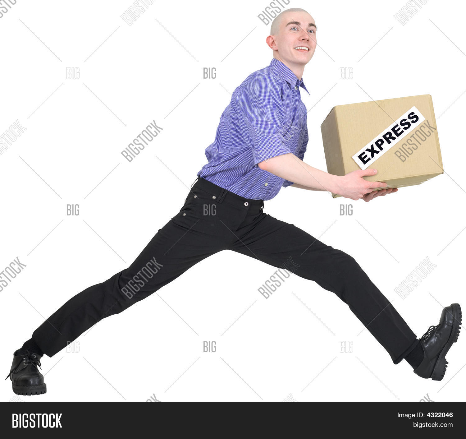 Man Hurry Deliver Box Image & Photo (Free Trial) | Bigstock