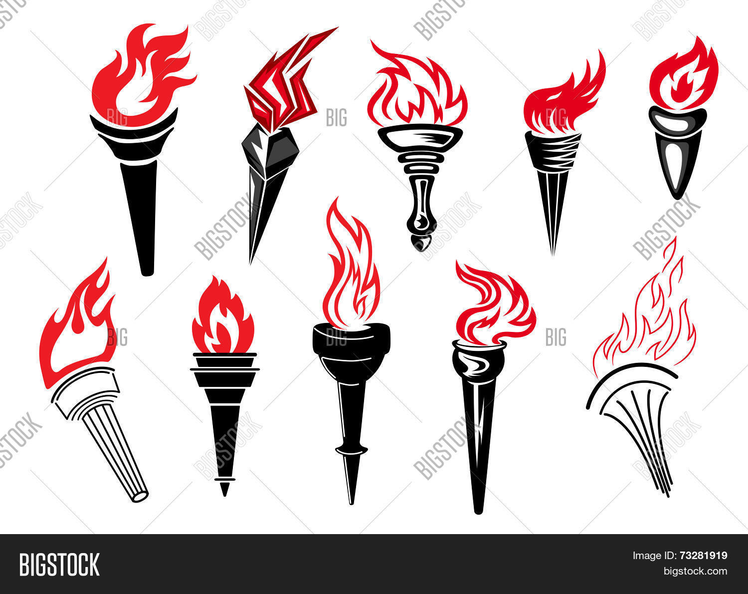 Flaming Torch Icons Vector & Photo (Free Trial) | Bigstock