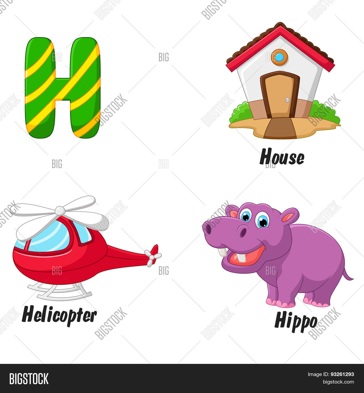 Cartoon H Alphabet Vector & Photo (Free Trial) | Bigstock