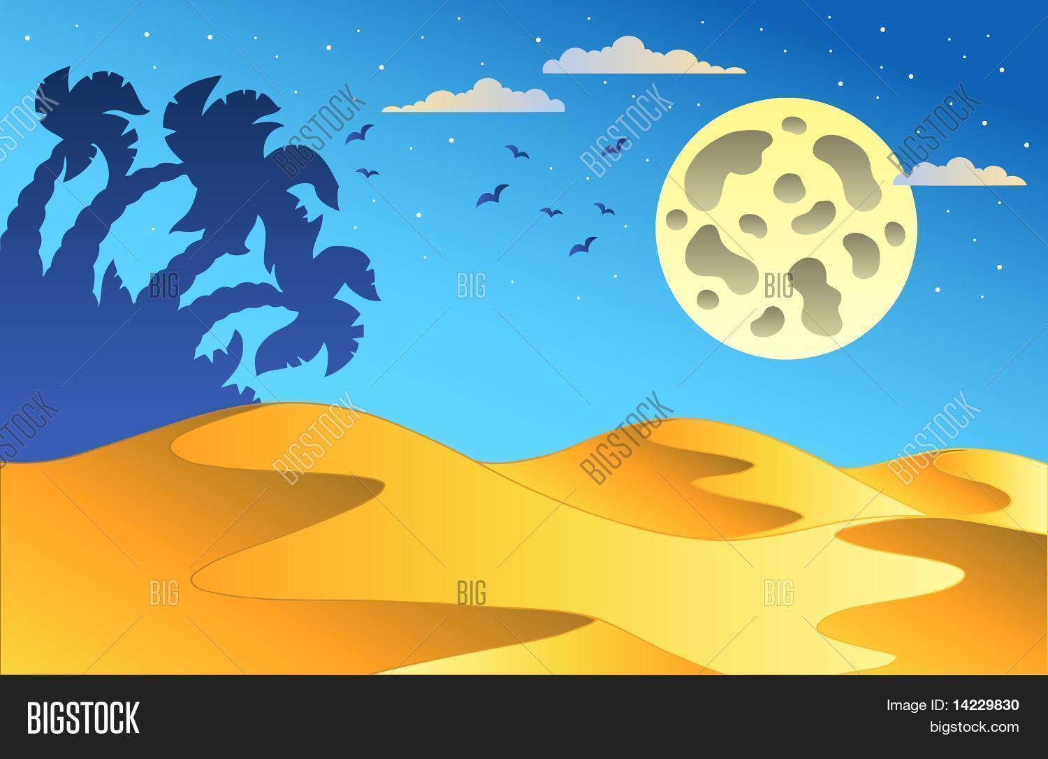 Cartoon Night Desert Vector & Photo (Free Trial) | Bigstock