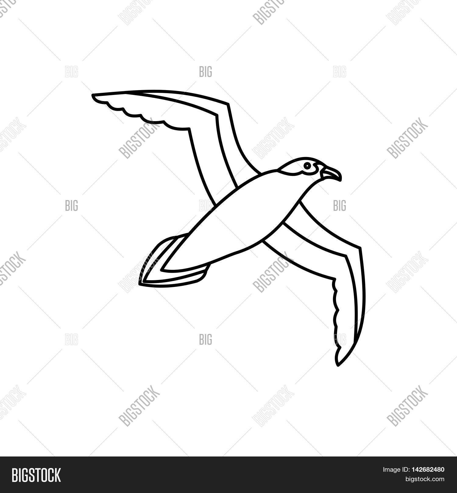 Seagull Icon Outline Vector & Photo (Free Trial) | Bigstock