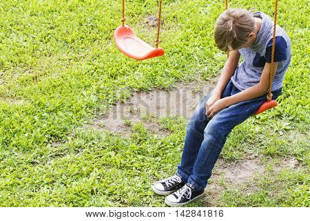 Sad Boy Sitting On Image & Photo (Free Trial) | Bigstock