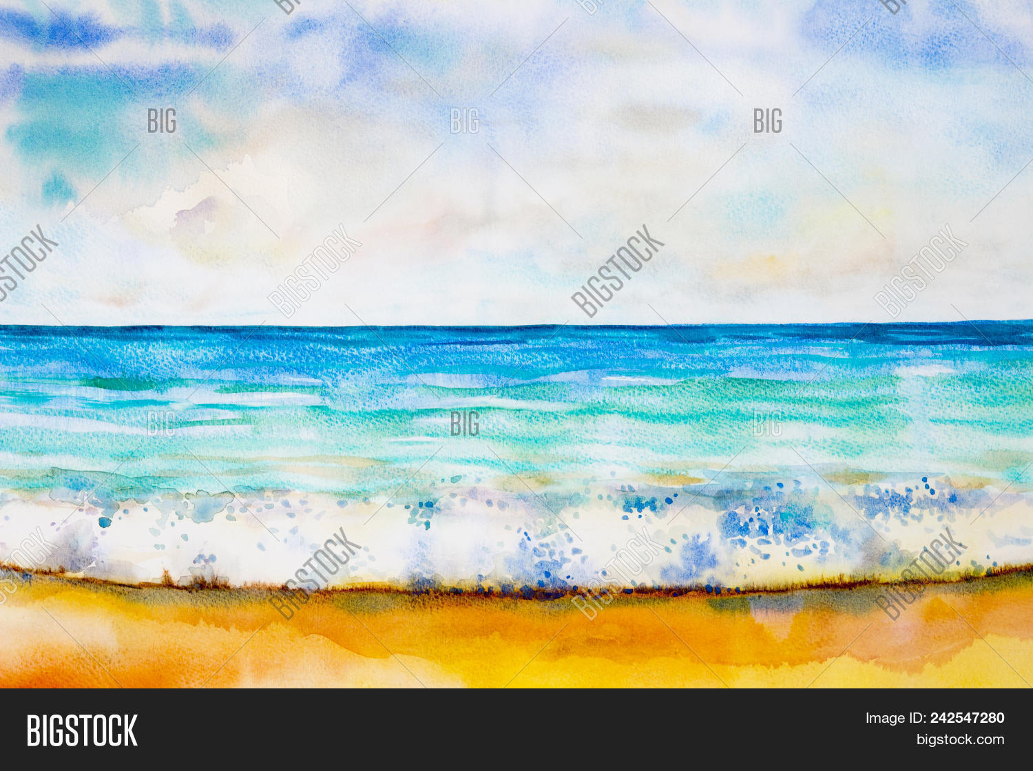 Watercolor Seascape Image & Photo (Free Trial) | Bigstock