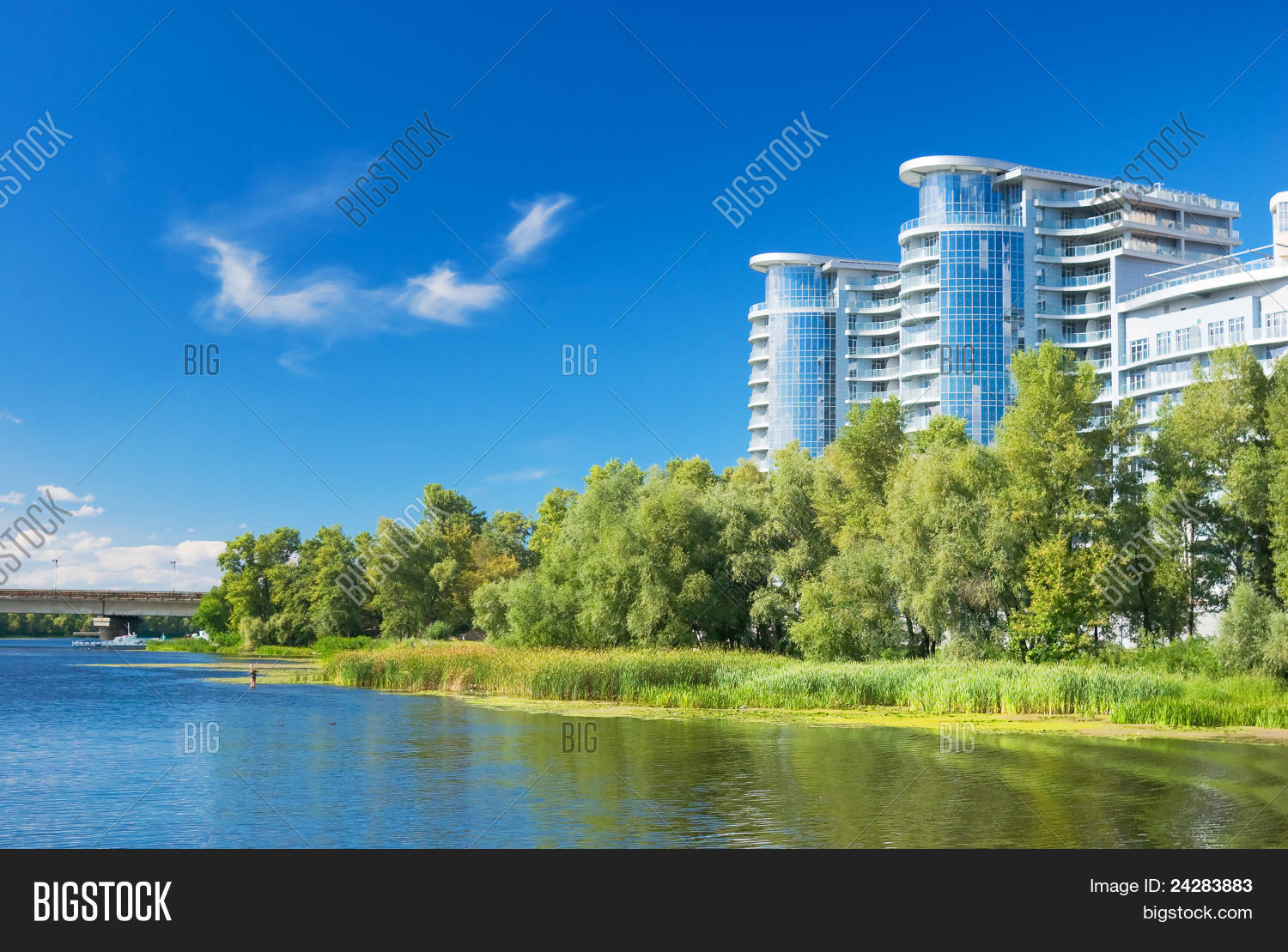 Buildings By Riverside Image & Photo (Free Trial) | Bigstock