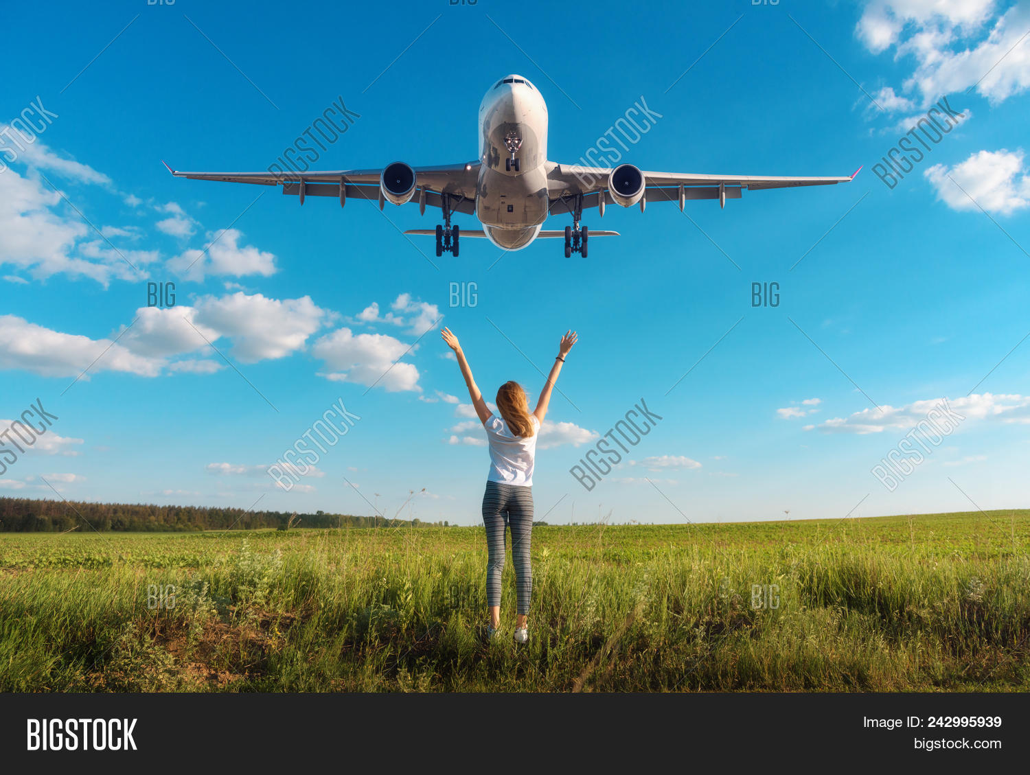 Airplane Woman Sunset Image & Photo (Free Trial) | Bigstock