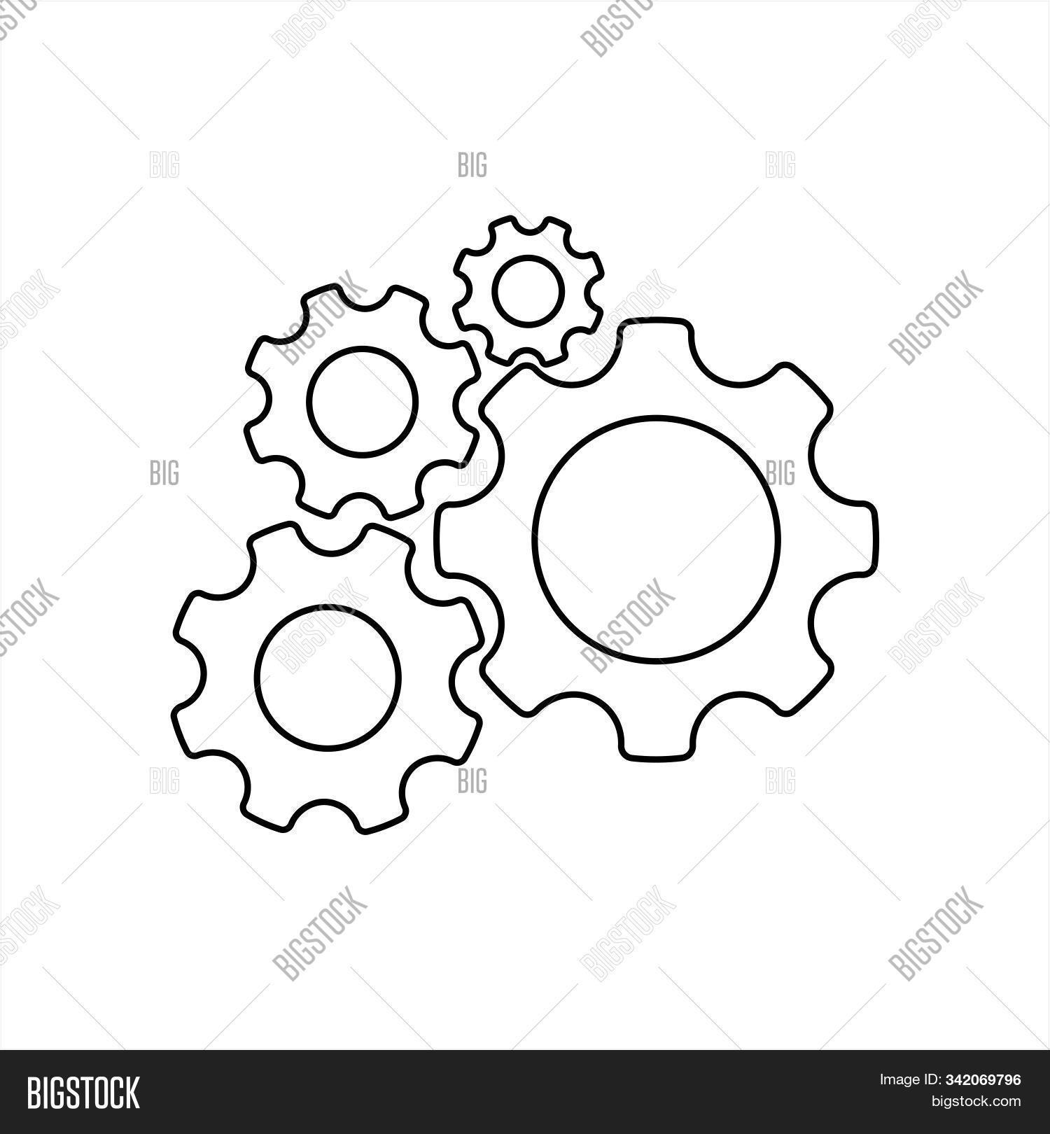 4 Gear Icon Line Art Vector & Photo (Free Trial) | Bigstock